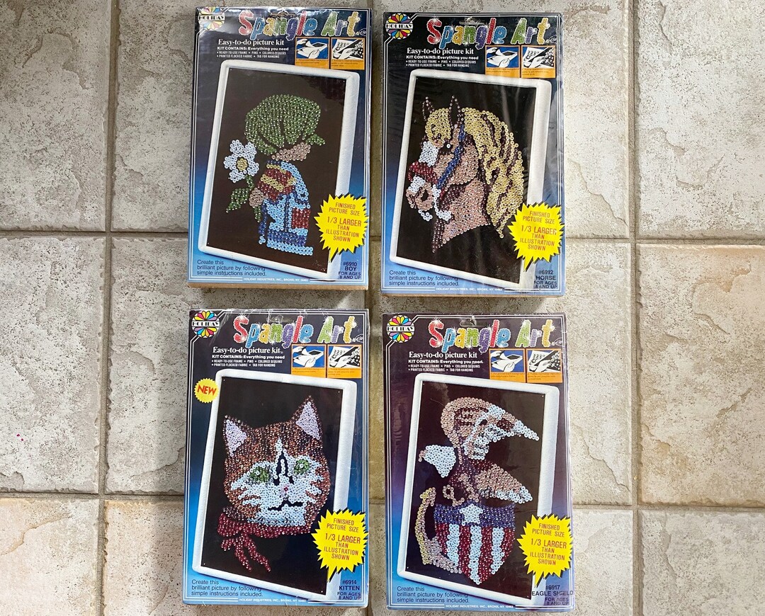 Vintage NOS DIY KIT Spangle Art Easy Sequin Picture, Eagle Shield ...