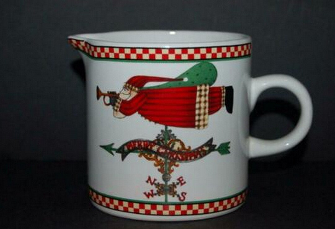 Vintage Creamer Debbie Mumm Magic of Santa Claus Weathervane Sakura ...