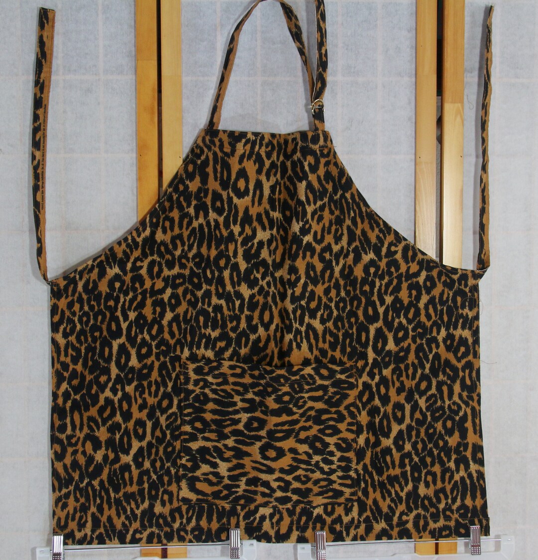 Vintage Apron Handmade Sexy Animal Leopard Print Full Chef Pocket ...