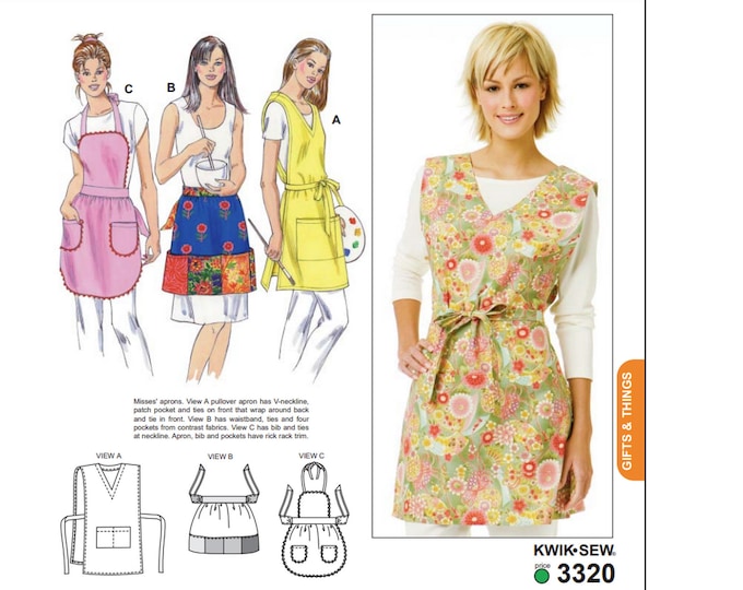 DIY UNCUT Artists Chefs Full and Half Apron Sewing PATTERN by Kerstin ...