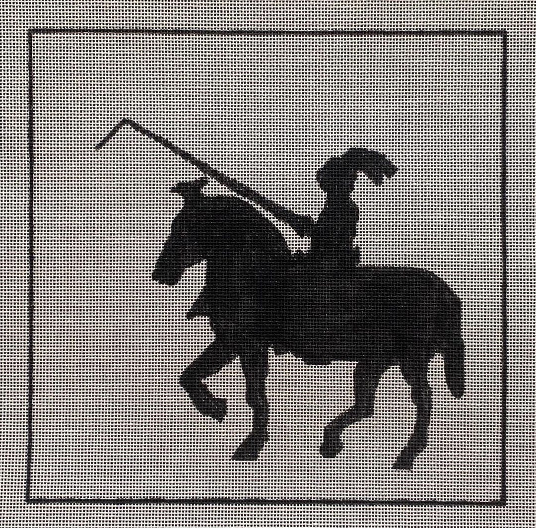Vintage DIY Needlepoint Knight on Horse Stead Silhouette Cotton Canvas ...