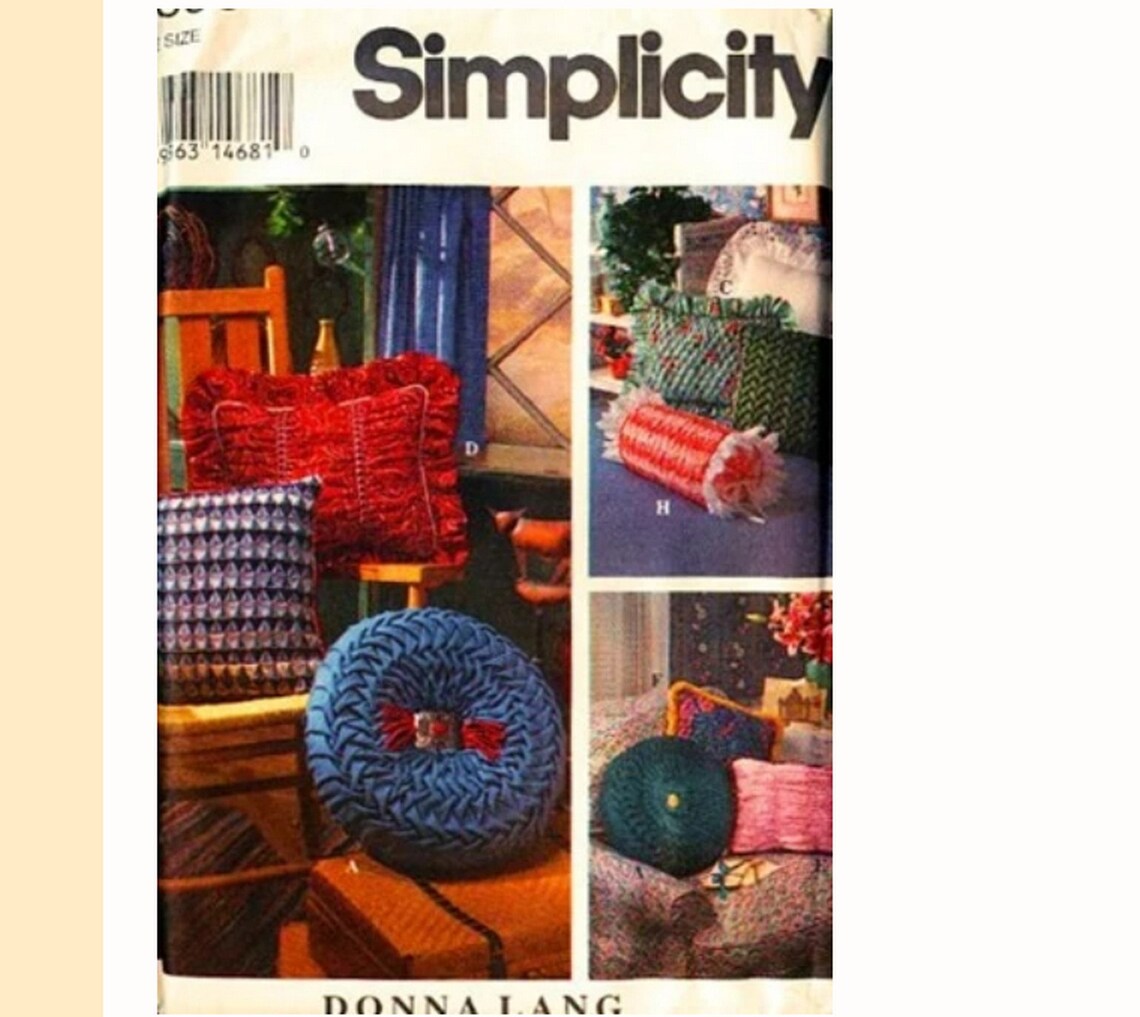 DIY UNCUT Smocked Pillows PATTERN Simplicity 8696 Donna Lang - Etsy