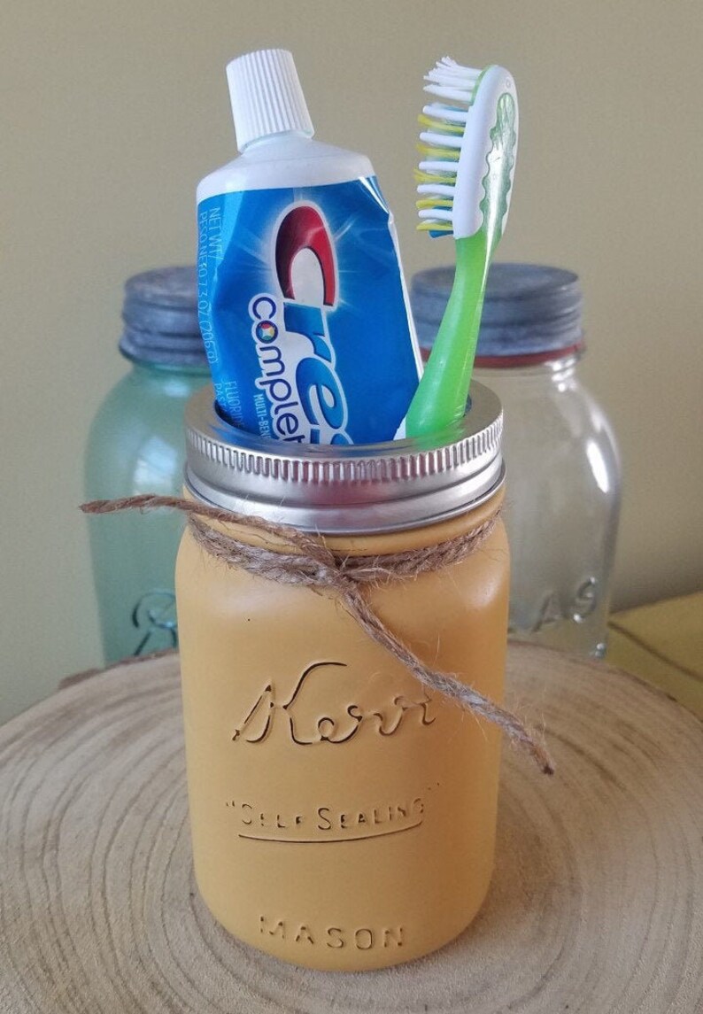 Mason Jar Urban Rustic Farmhouse Bathroom Toothbrush | Etsy