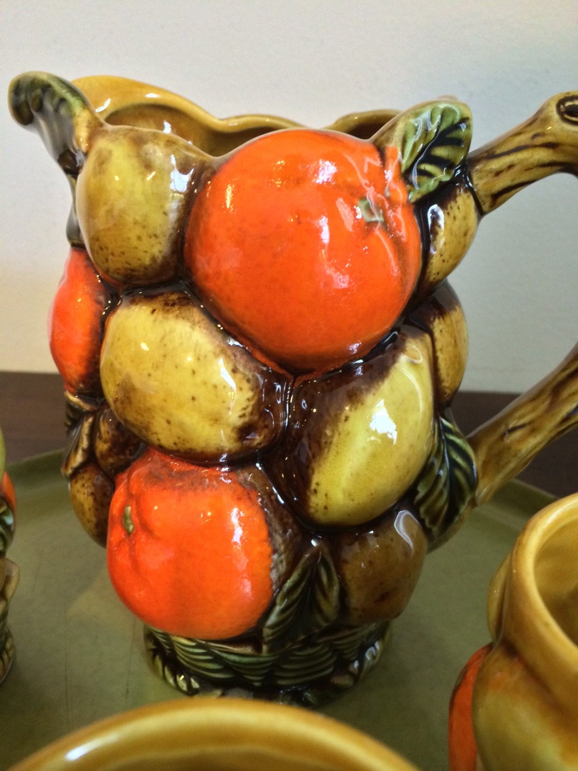 Inarco Pottery Vintage Orange Spice Pitcher & Cup Set - Etsy