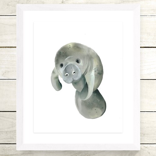 Manatee Print Manatee Poster Sea Life Art Nursery Decor | Etsy