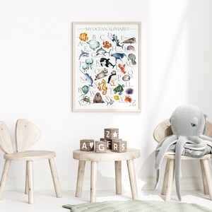 Ocean Alphabet Print, Nautical ABC Poster, Baby Sea Animal Art, Animal ...