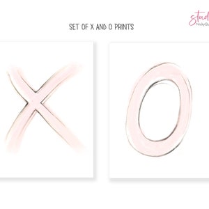 X and O Prints, Pink Nursery Art, Set of 2 Prints, Pencil Drawings ...