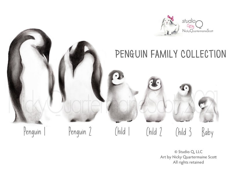 Personalized Penguin Family Art Print Penguin Family Name - Etsy