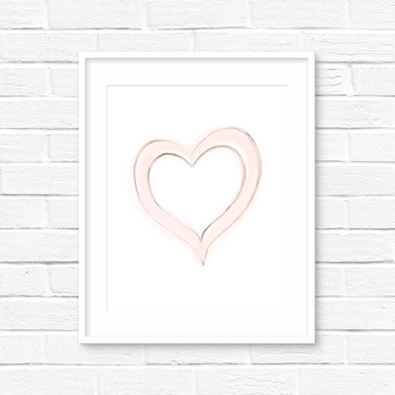 Love Heart Nursery Print Blush Pink Heart Art Heart Sketch | Etsy