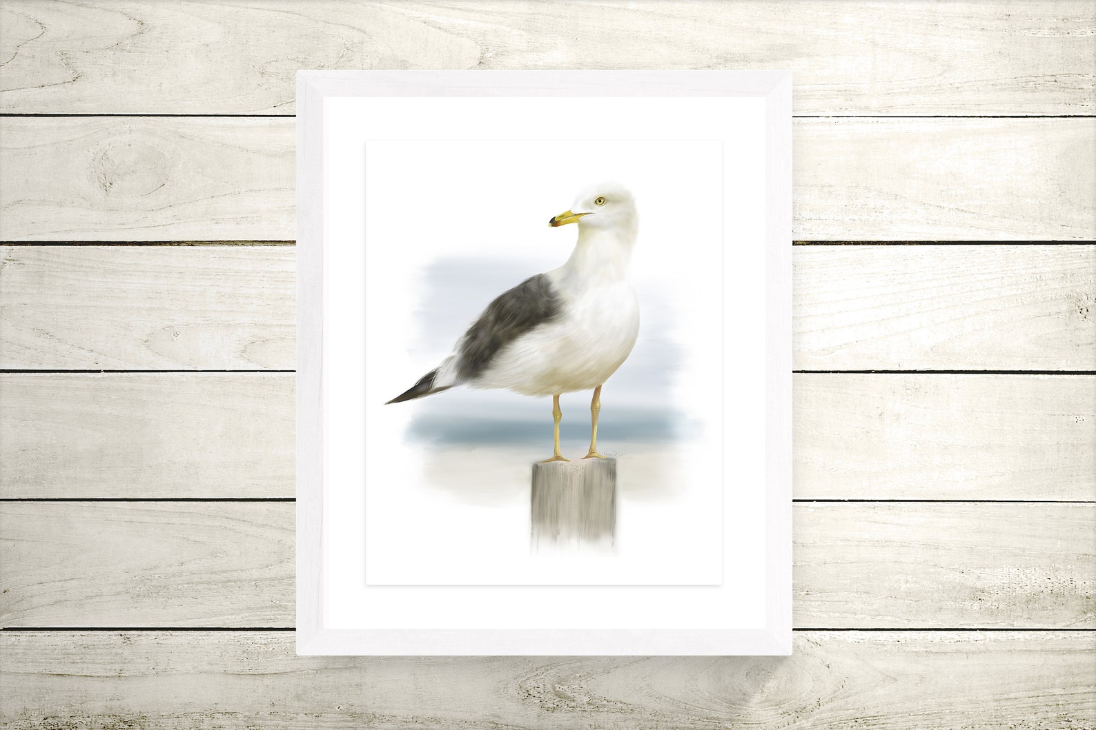 Seagull Art Print Coastal Bird Watercolor Seabird Print | Etsy