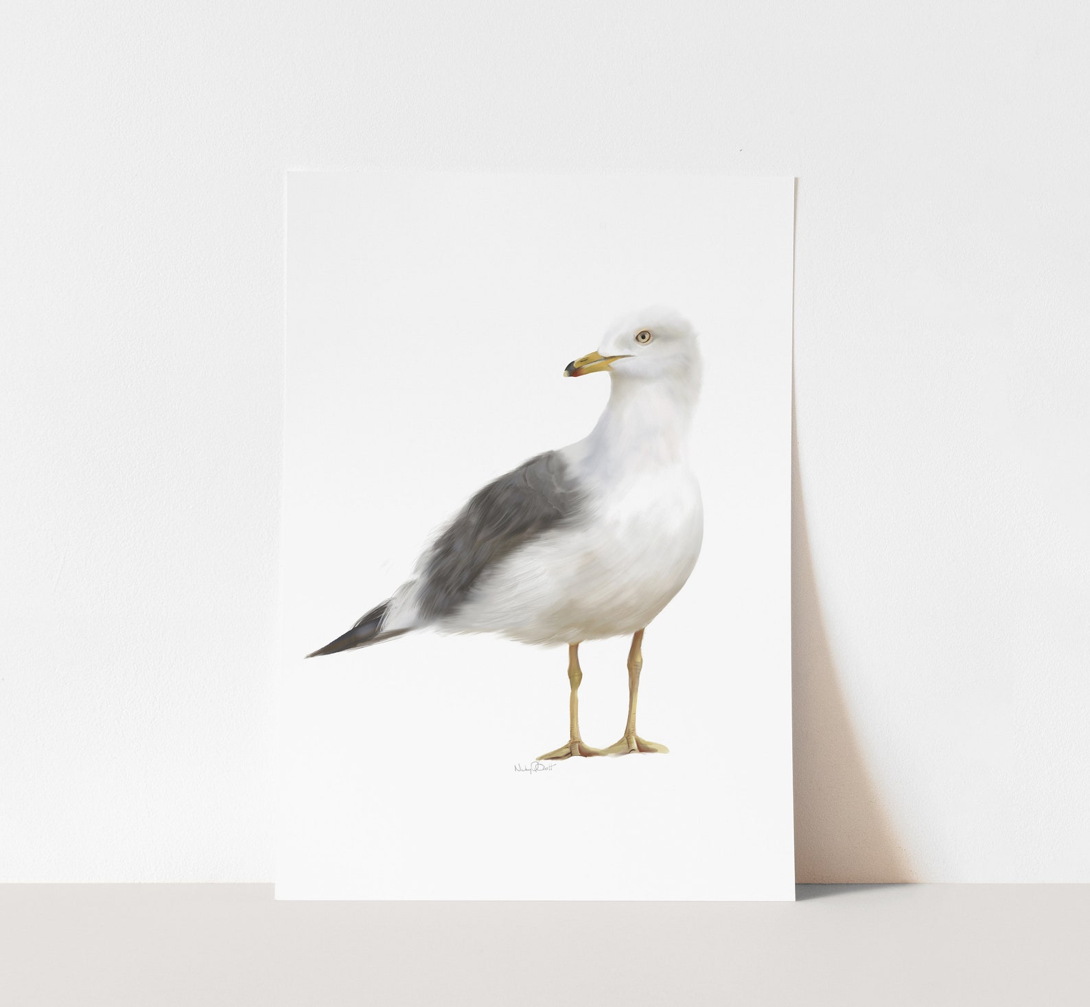 Seagull Art Print Coastal Bird Watercolor Seabird Print - Etsy