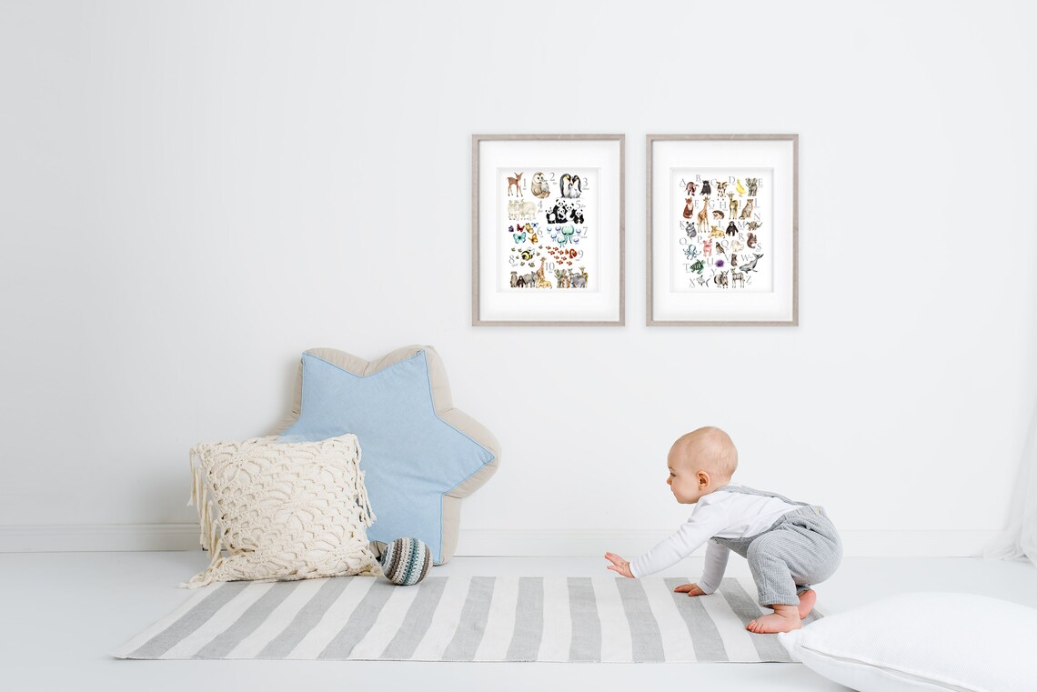 Animal Alphabet Number Print Set Gender Neutral Baby Print - Etsy
