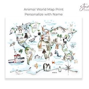 Personalized Kids World Map Nursery Print, Baby Boy Nursery Wall Decor ...
