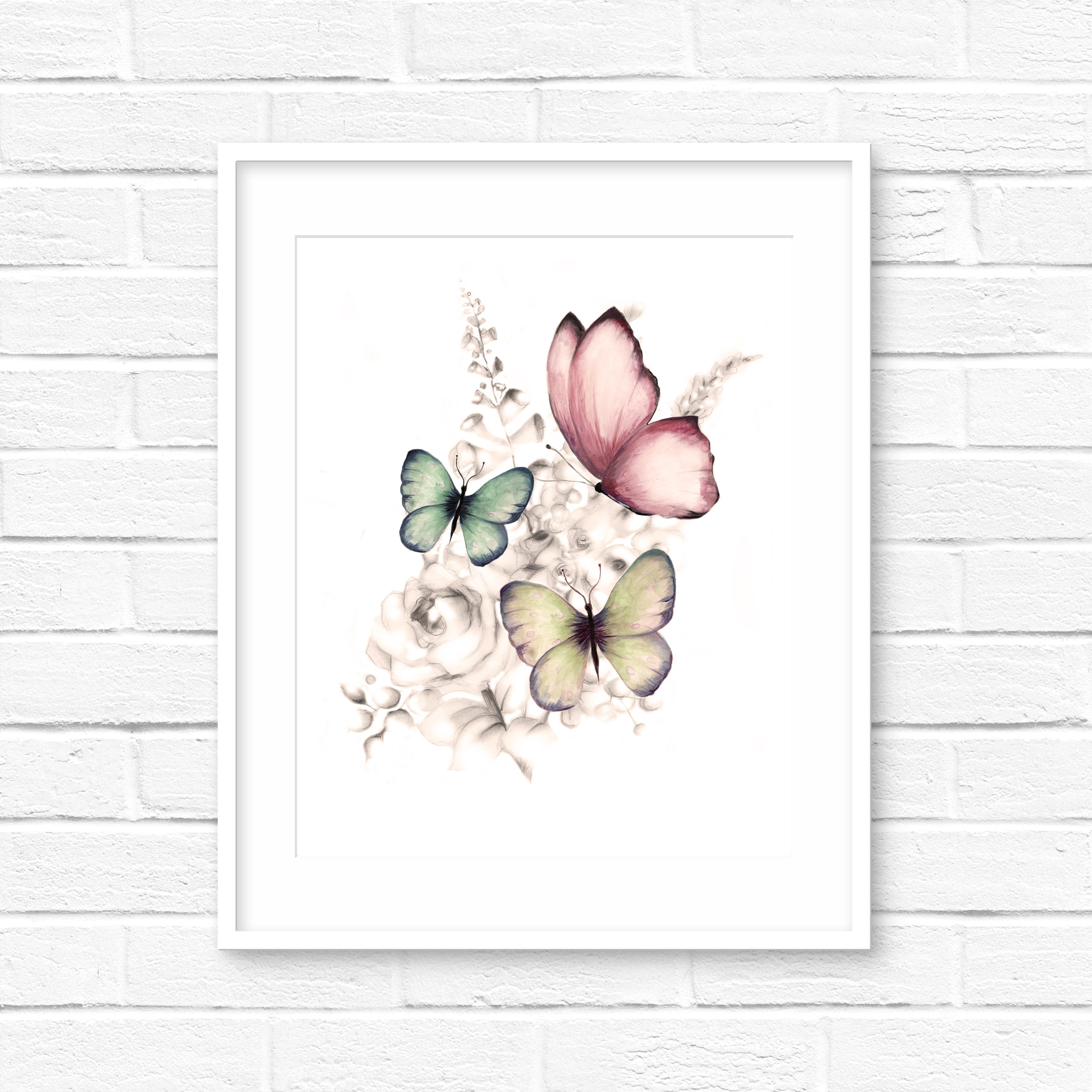 Digital Butterfly Art Print Art & Collectibles Drawing & Illustration ...