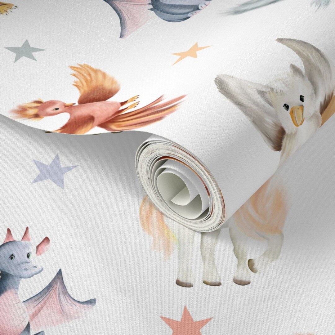 Mythical Creatures Wallpaper: Nursery Kids Room Peel and Stick - Etsy