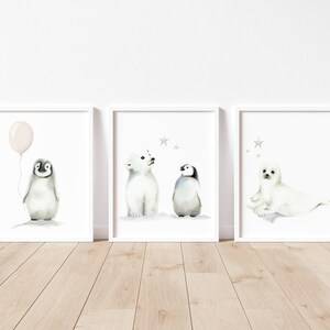 Arctic Animal Nursery Prints: Penguin & Polar Bear, Gender Neutral ...
