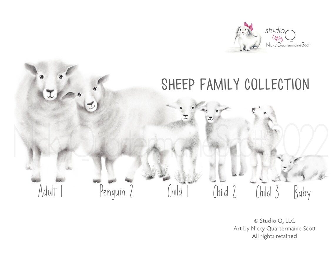 Personalized Sheep Family Art Print Sheep Family Name Wall - Etsy