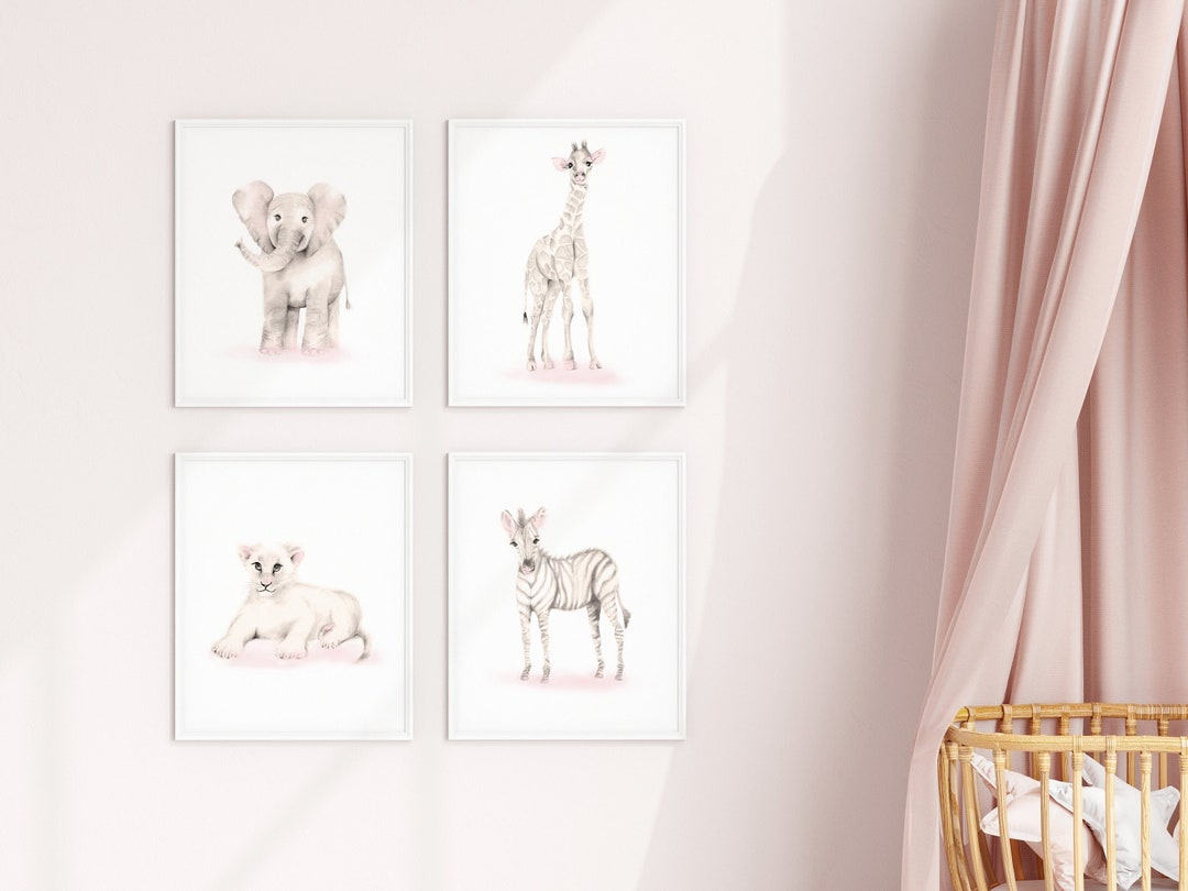 Blush Safari Animal Nursery Prints: Baby Girl Room Decor - Etsy