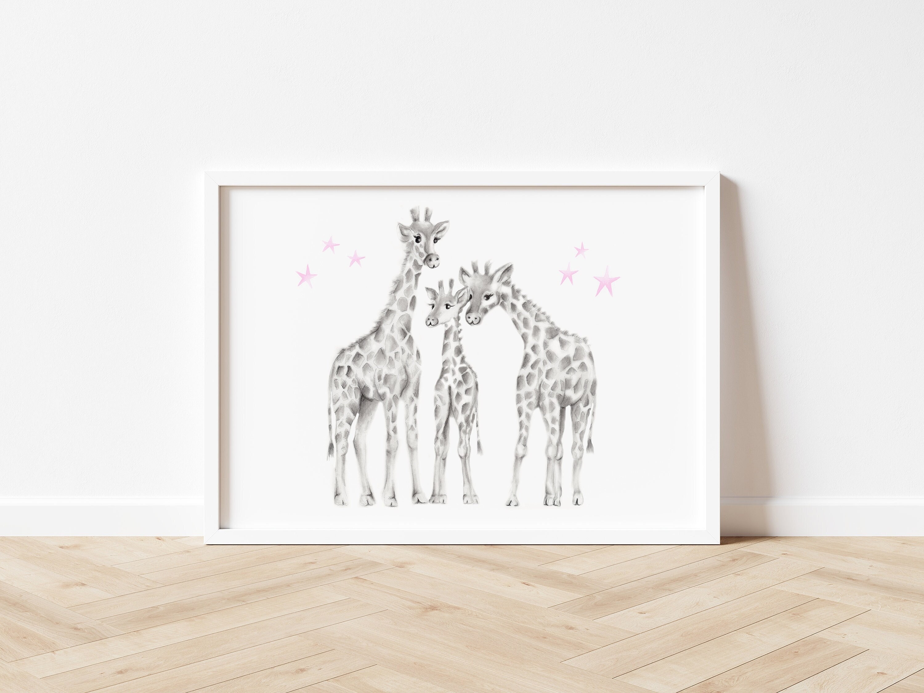 Giraffe And Baby Pencil Drawing