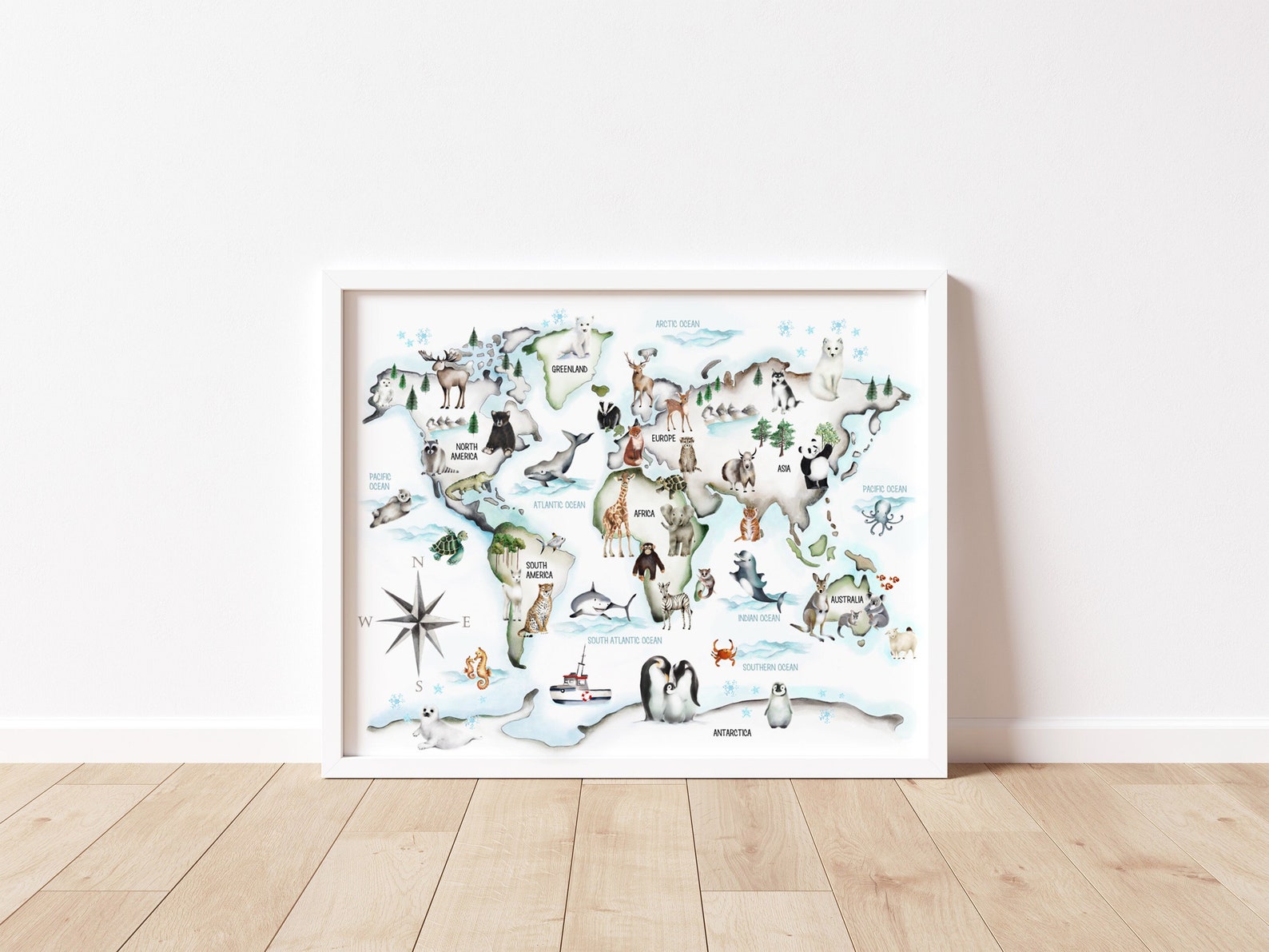 Personalized Kids World Map Nursery Print Baby Boy Nursery - Etsy