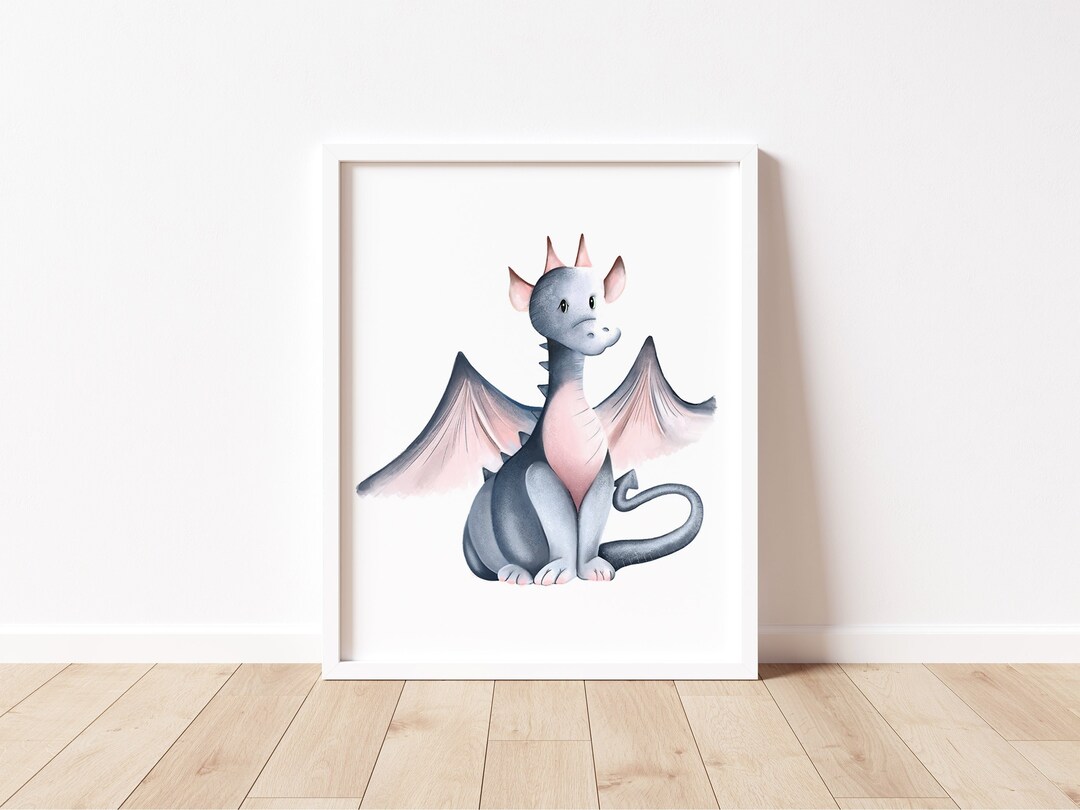 Dragon Art Print, Fantasy Nursery Print, Mythological Kids Artwork ...