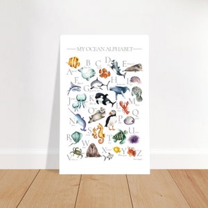 Ocean Alphabet Print, Nautical ABC Poster, Baby Sea Animal Art, Animal ...
