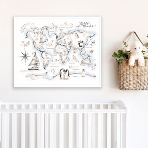 Kids Map of the World, Nursery World Map, Baby Boy Nursery Decor, Map ...