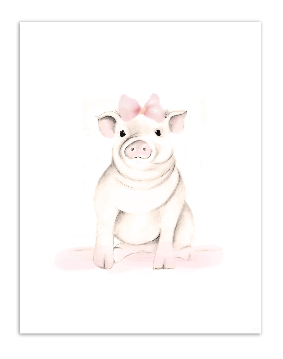 Pig With Bow Nursery Art Baby Girl Nursery Pink Piglet Art - Etsy