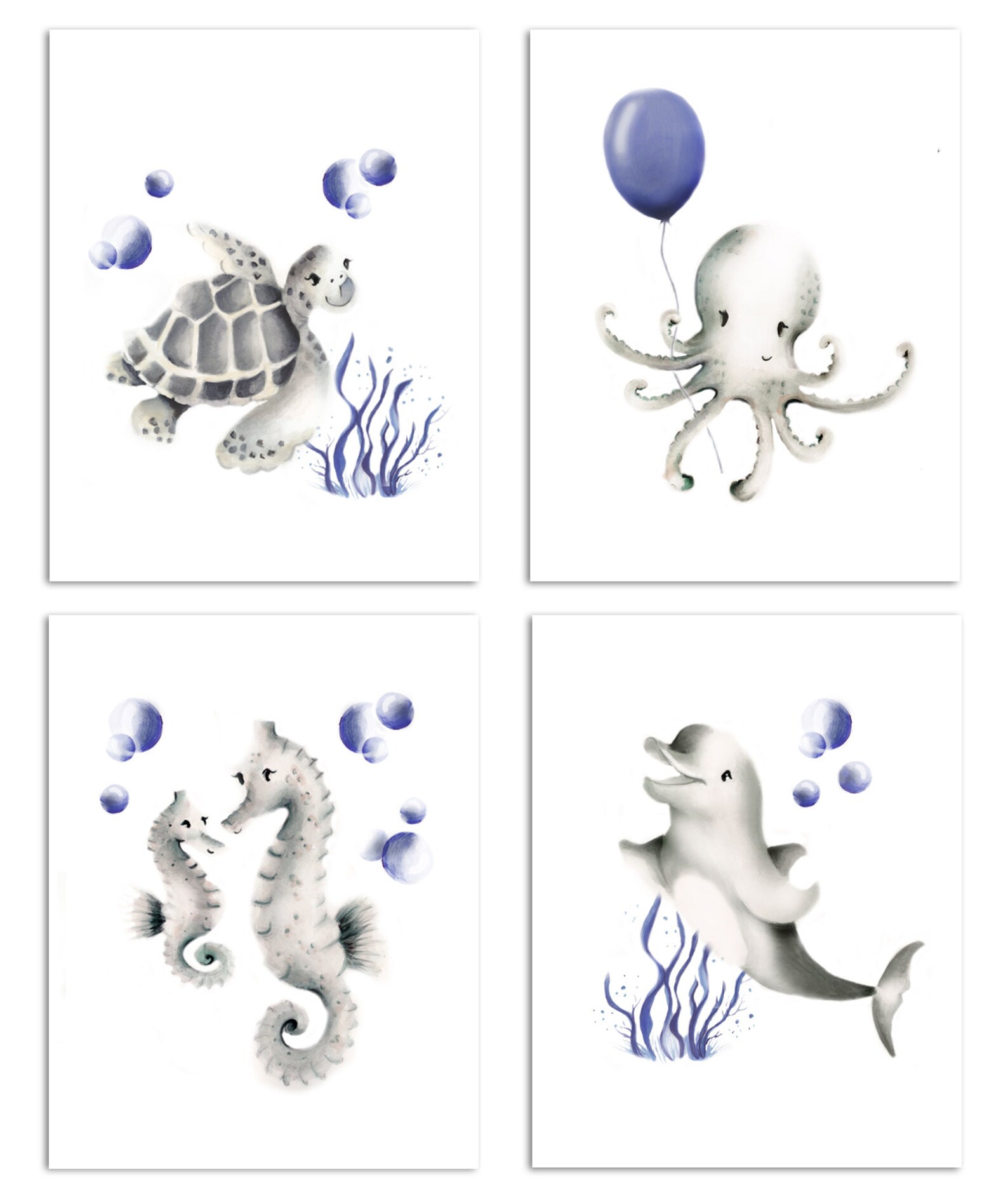 Ocean Nursery Prints Baby Sea Animal Art Nautical Nursery | Etsy