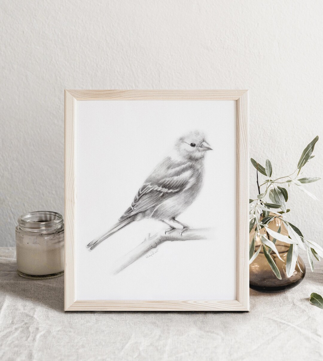 Chaffinch Bird Pencil Drawing Print: British Bird Wall Art - Etsy