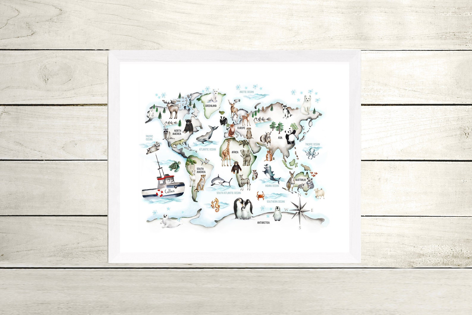 Personalized Kids World Map Nursery Print Baby Boy Nursery - Etsy