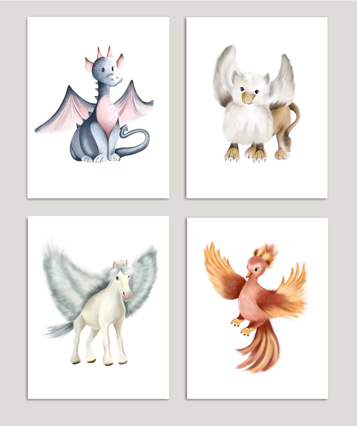 Mythological Baby Animal Prints Fantasy Animal Art Monster | Etsy