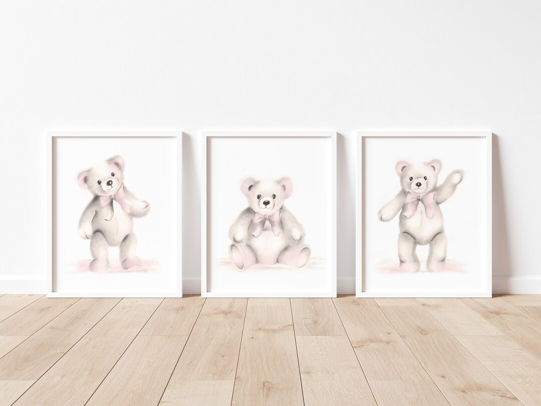 Teddy Bear Nursery Prints, Set of 3 Teddy Wall Art, Teddy Sketches ...