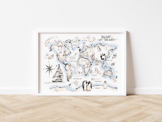 Kids Map of the World Nursery World Map Baby Boy Nursery - Etsy