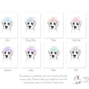Puppy Nursery Art Print Set, Puppy Flower Crown Prints, Dog Sketches ...