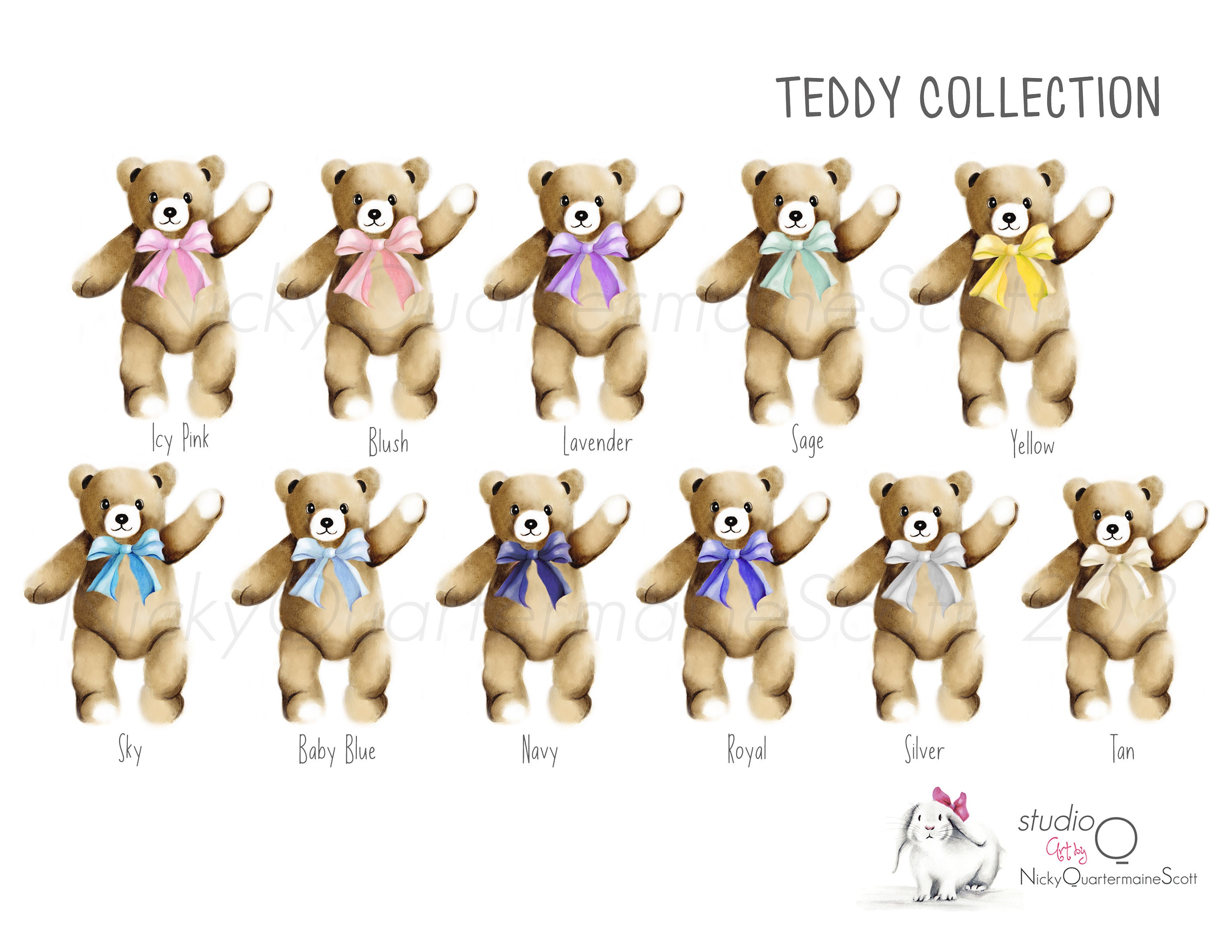 Teddy Bear Nursery Art Set of 3 Teddy Prints Baby Wall - Etsy