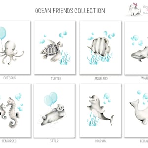 Ocean Nursery Prints, Baby Sea Animal Art, Nautical Nursery, Kids Wall ...