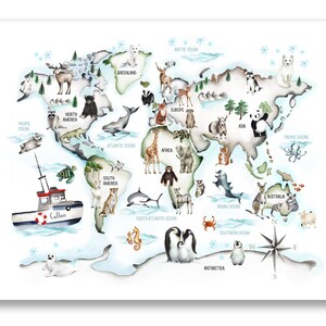 Personalized Kids World Map Nursery Print Baby Boy Nursery - Etsy