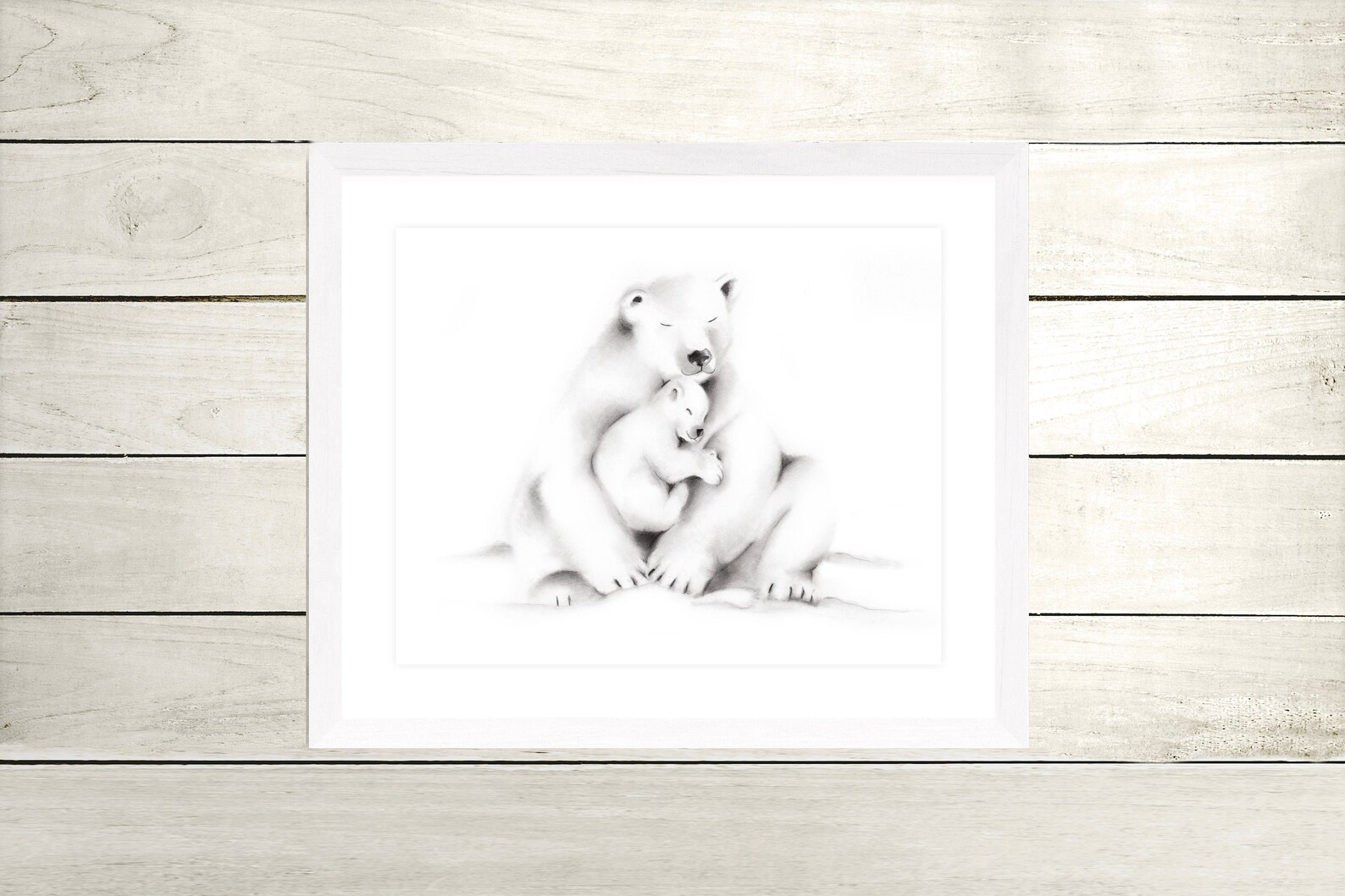 Polar Bear Nursery Mother and Baby Bear Drawing Polar Bear | Etsy
