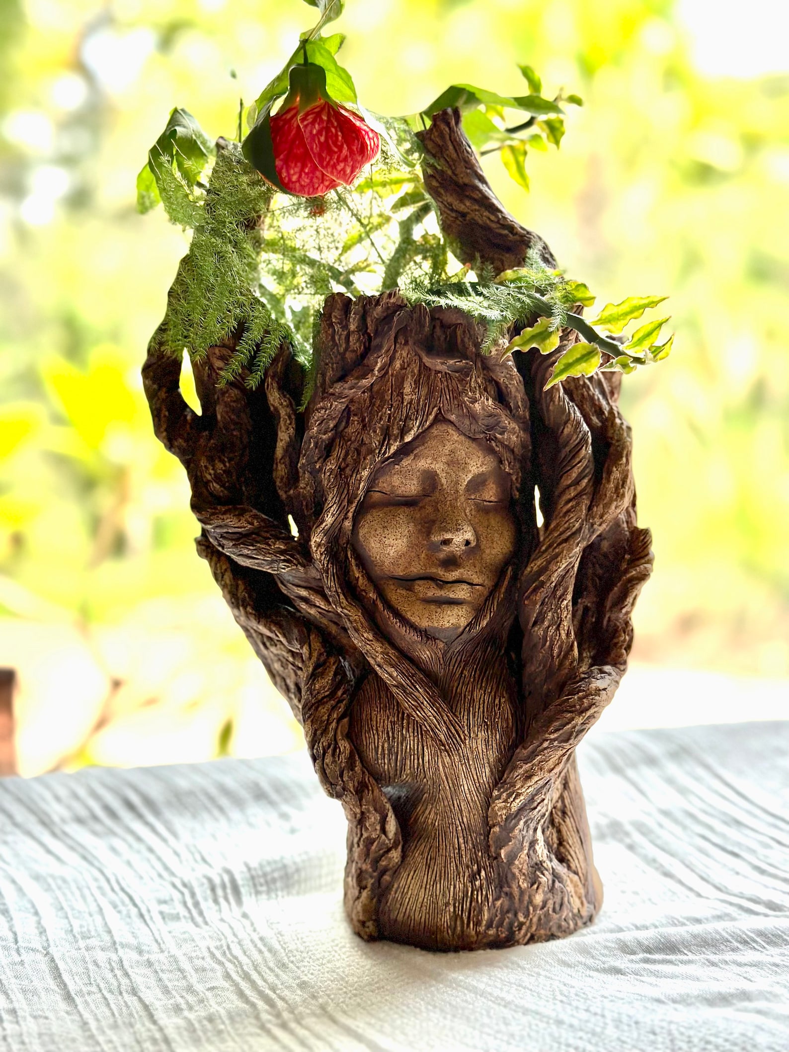 Tree Vase Ceramic Pottery Stump Vessel With Wooden Texture - Etsy