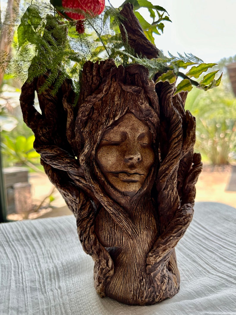 Tree Vase Ceramic Pottery Stump Vessel With Wooden Texture Hand ...