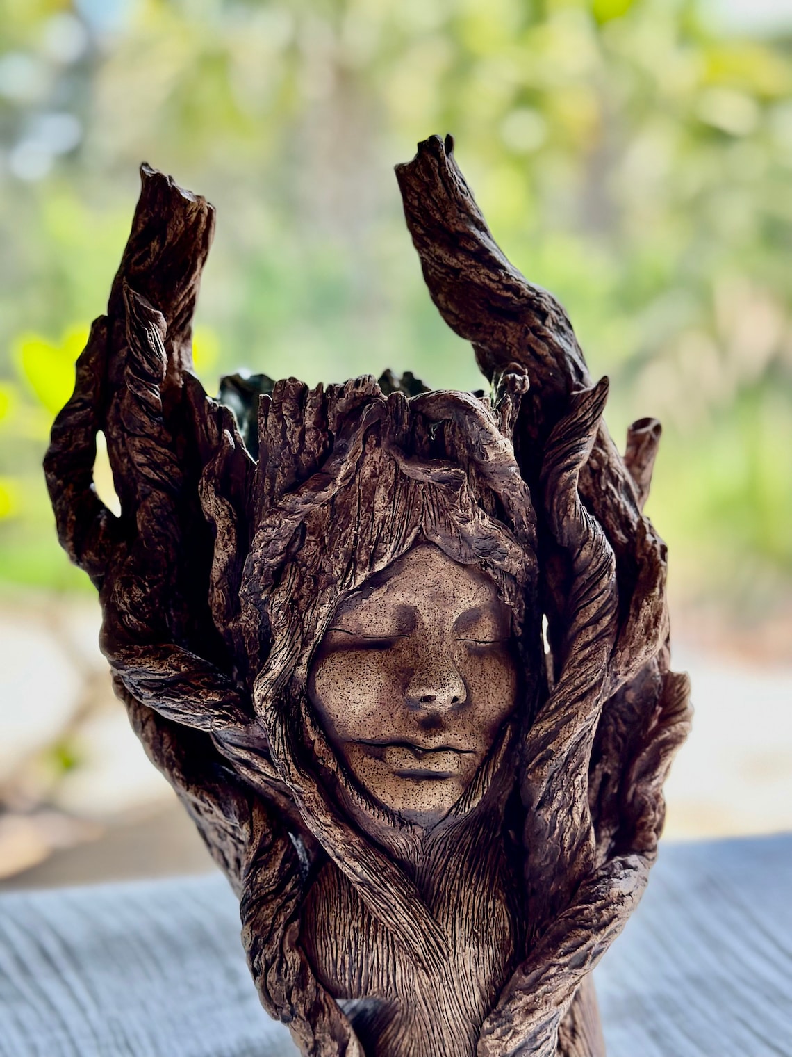 Tree Vase Ceramic Pottery Stump Vessel With Wooden Texture Hand ...