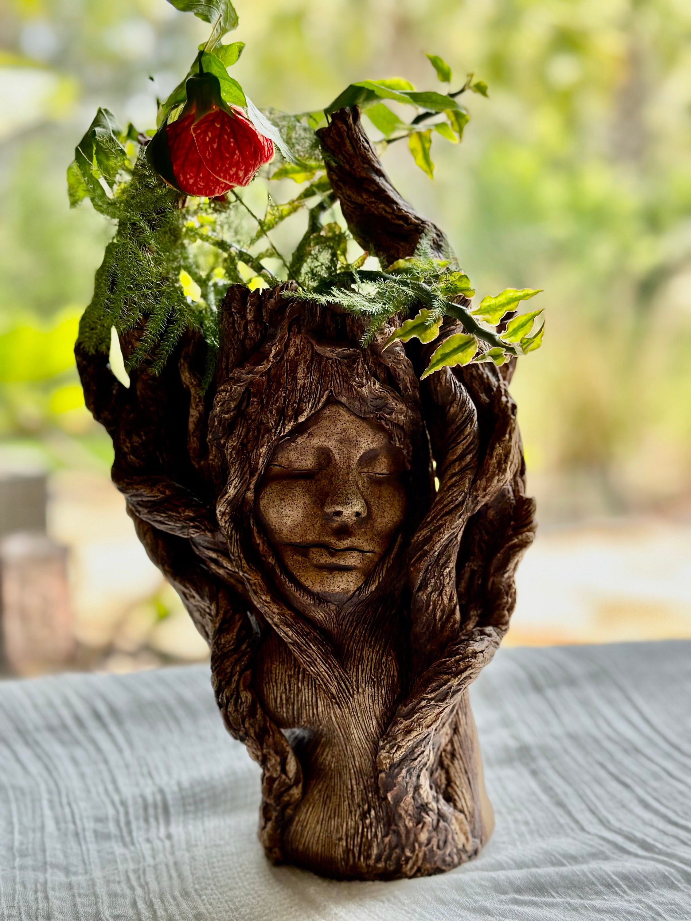 Tree Vase Ceramic Pottery Stump Vessel With Wooden Texture Hand ...