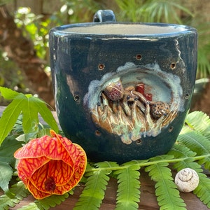 Ocean Tea Cup Wheelthrown and Hand Sculpted Ceramic Pottery Mug or Cup ...