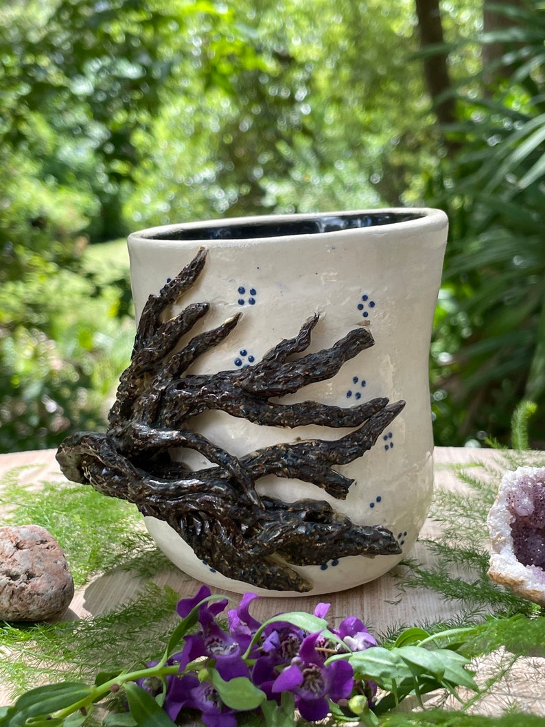 Tree Branch Pottery Cup Ceramic Sipper Bark Texture Wine or Tea Cup for ...
