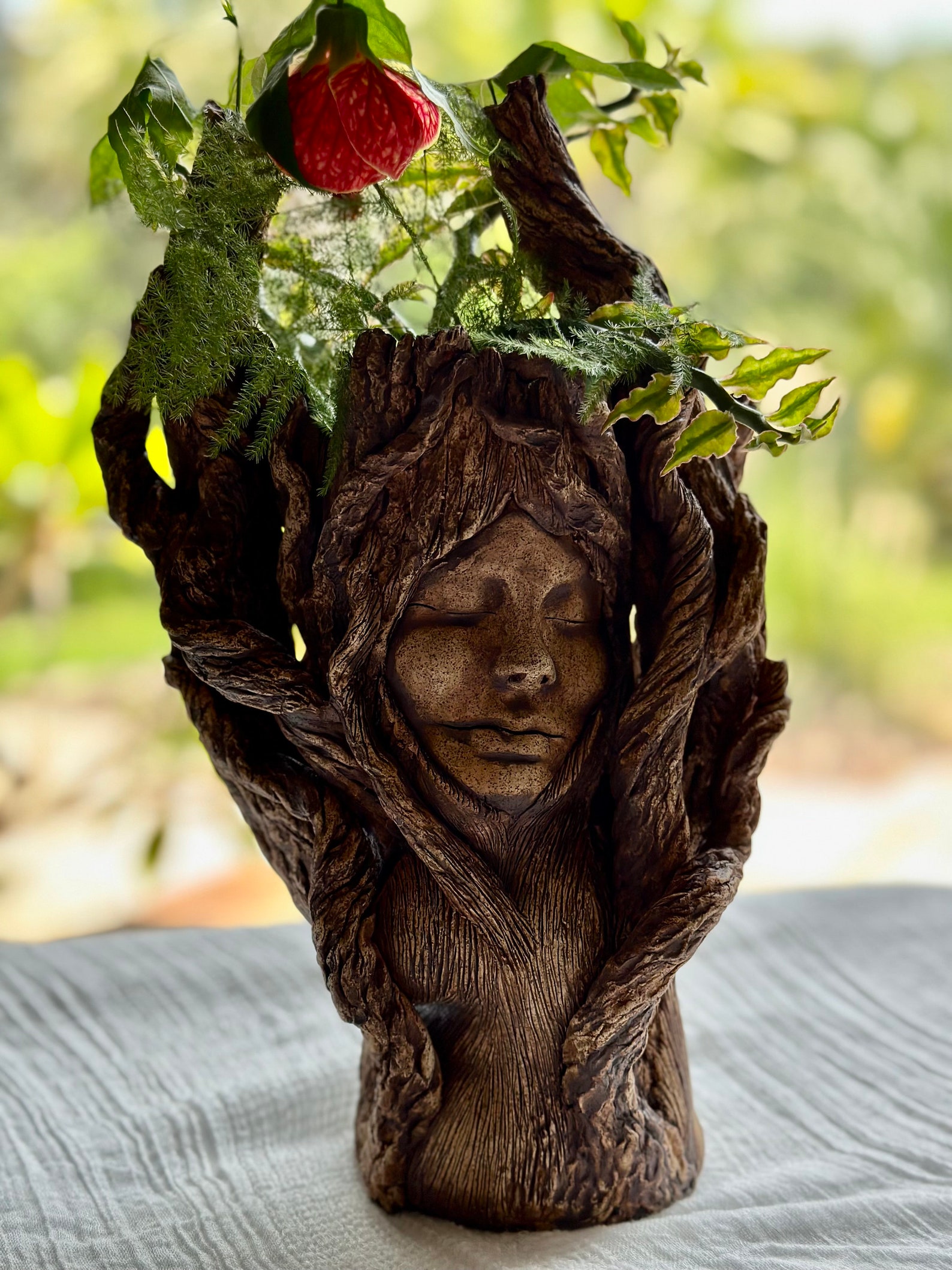 Tree Vase Ceramic Pottery Stump Vessel With Wooden Texture - Etsy