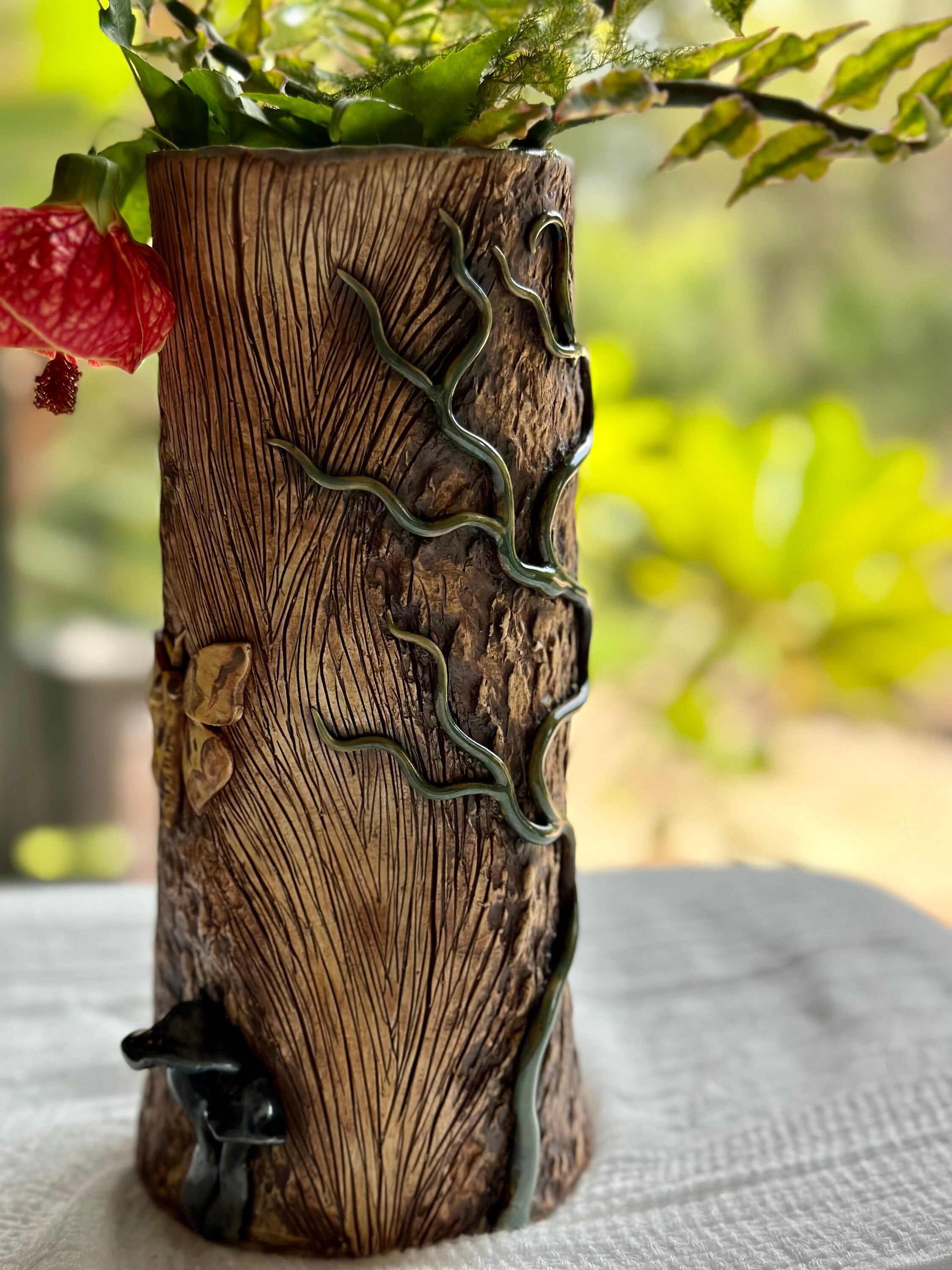 Moth Vase Ceramic One of Kind Hand Sculpted Pottery Hand Painted With ...