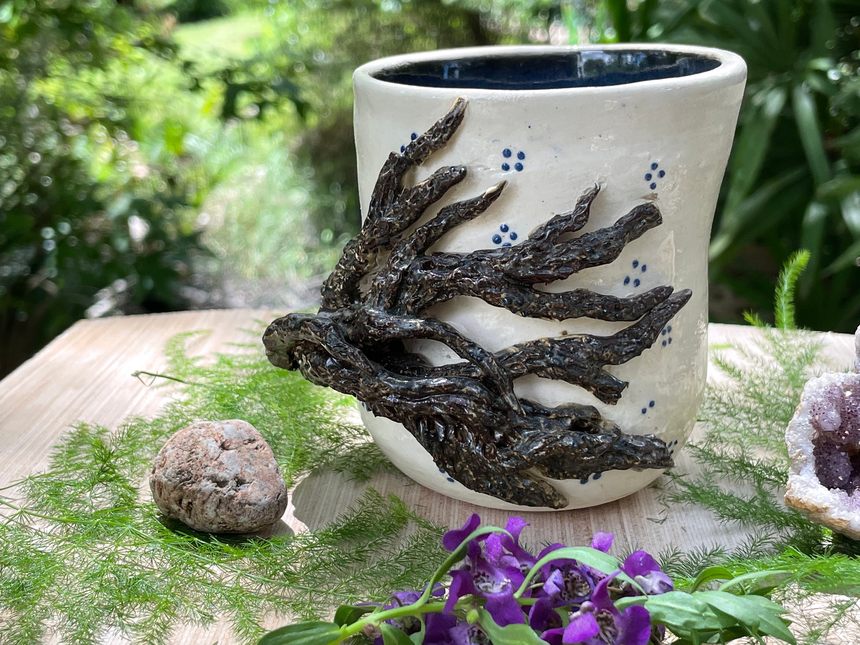 Tree Branch Pottery Cup Ceramic Sipper Bark Texture Wine or Tea Cup for ...
