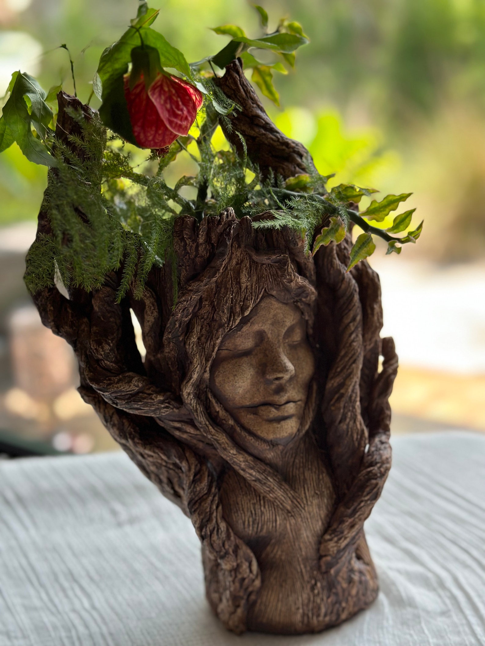 Tree Vase Ceramic Pottery Stump Vessel With Wooden Texture Hand ...