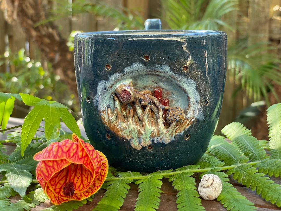 Ocean Tea Cup Wheelthrown and Hand Sculpted Ceramic Pottery Mug or Cup ...